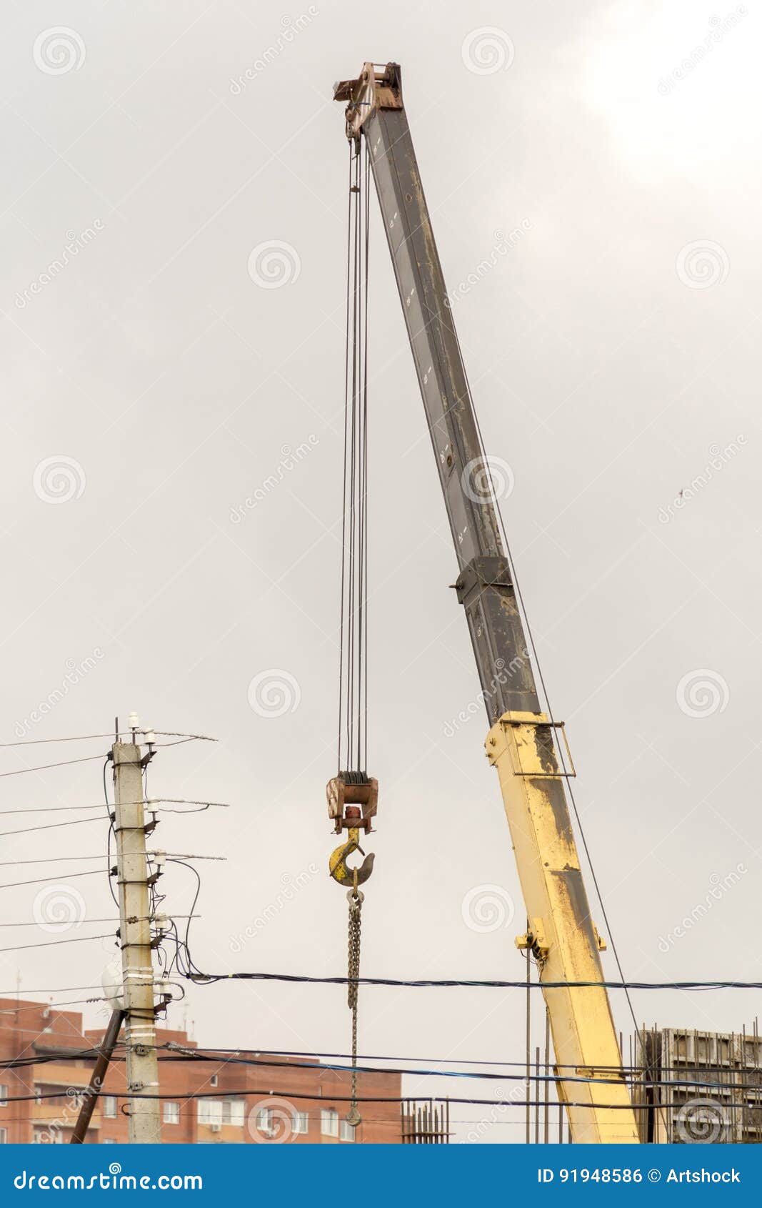 Construction Crane Hook Macro Stock Photo - Image of heavy, equipment ...