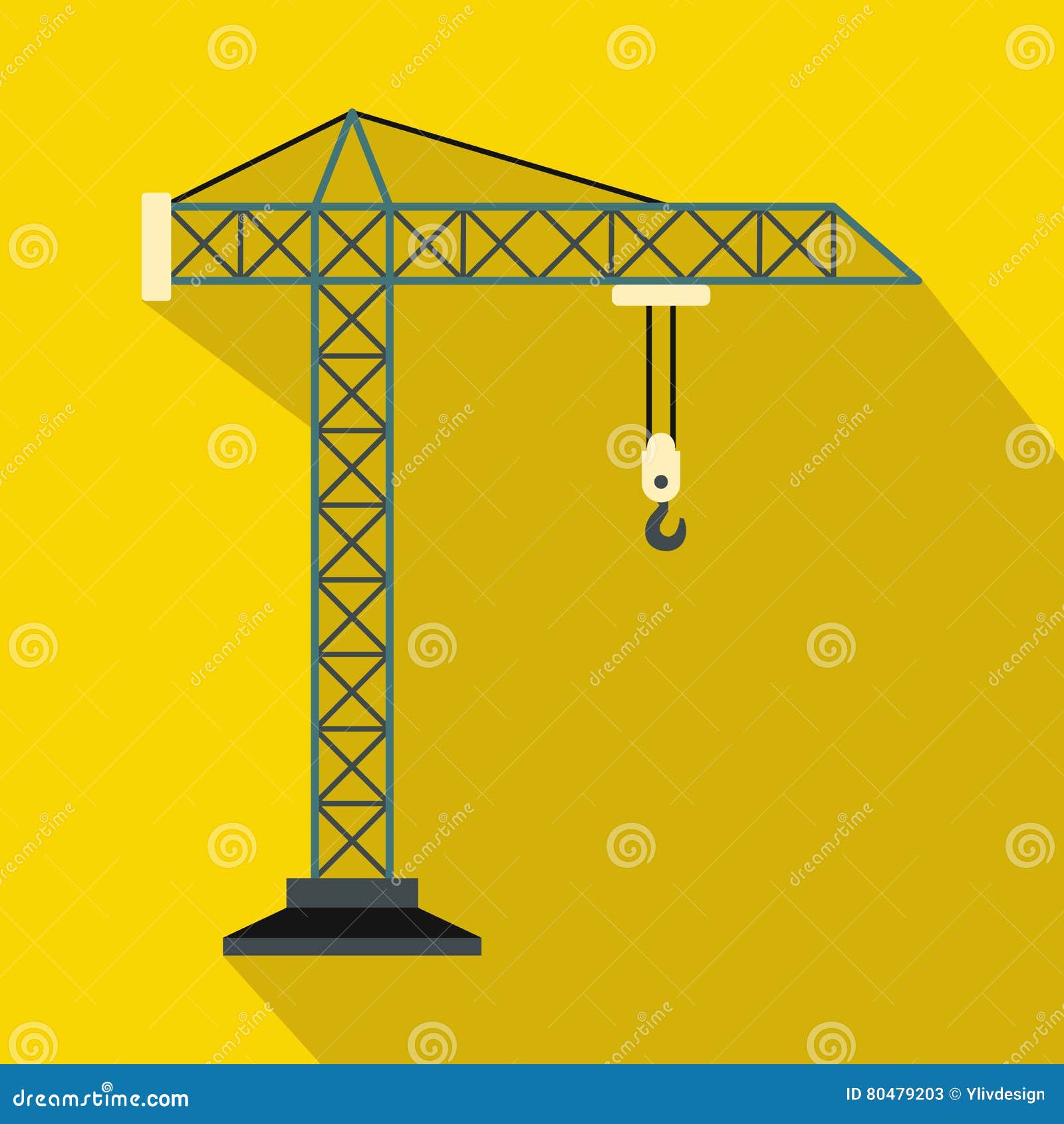 Construction Crane Icon, Flat Style Stock Vector - Illustration of ...