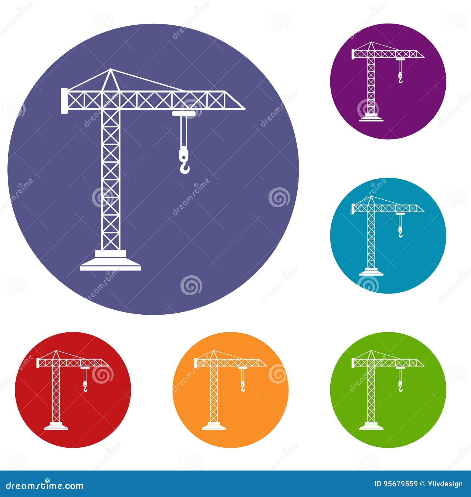 Construction Crane Icons Set Stock Vector - Illustration of industry ...