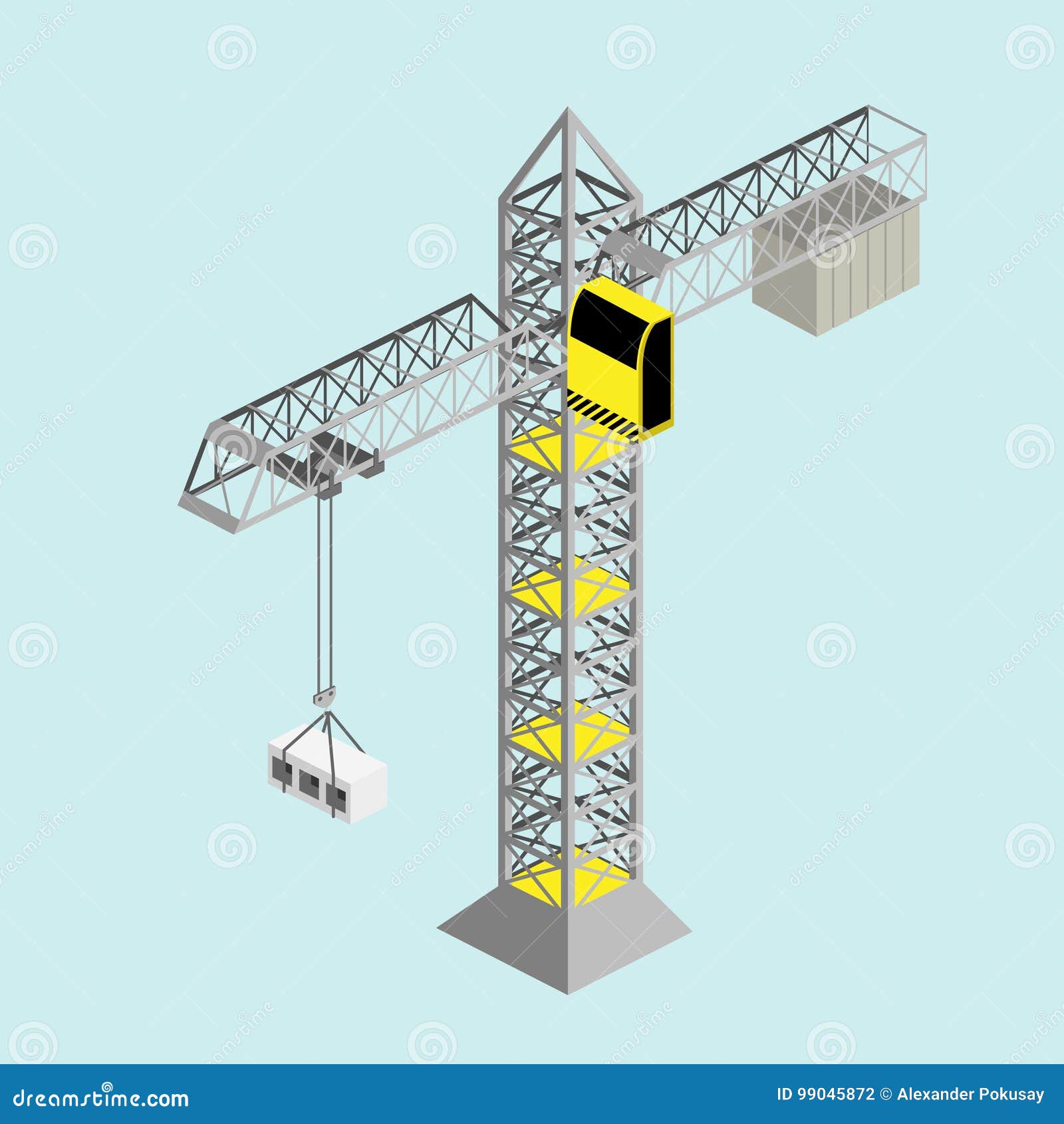 Construction Crane Isometric Vector Stock Vector - Illustration of sign ...