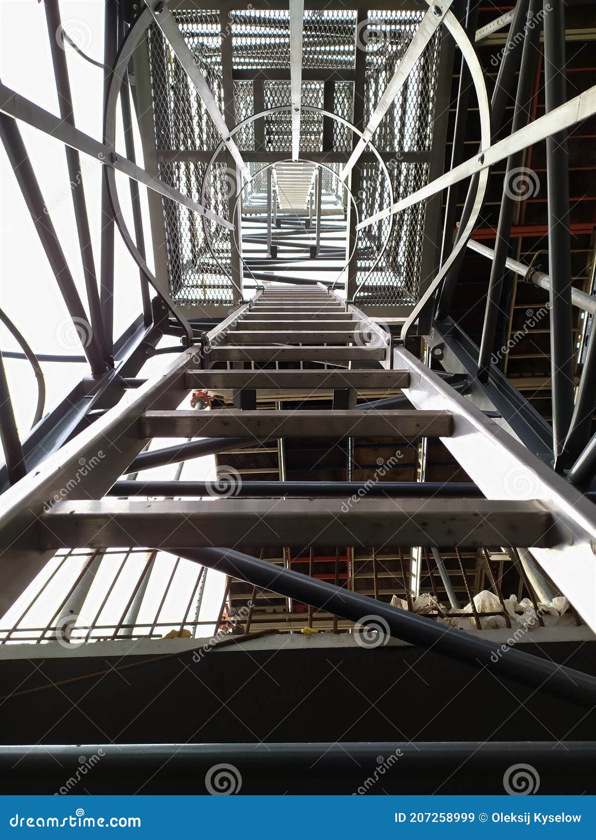 Construction Crane Ladder Bottom View Silver Color Stock Image - Image ...