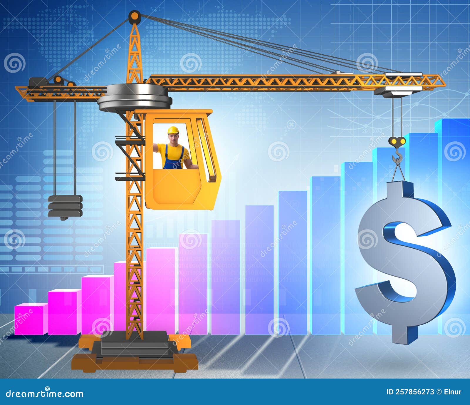 Construction Crane Lifting Dollar in Currency Business Concept Stock ...