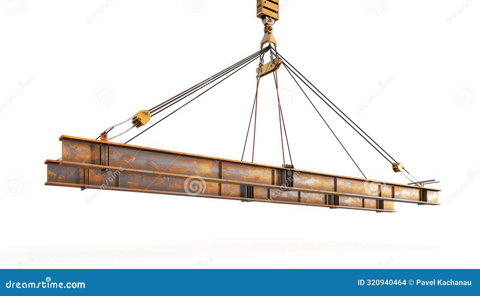 A Construction Crane Lifting a Steel Beam during a Construction Project ...