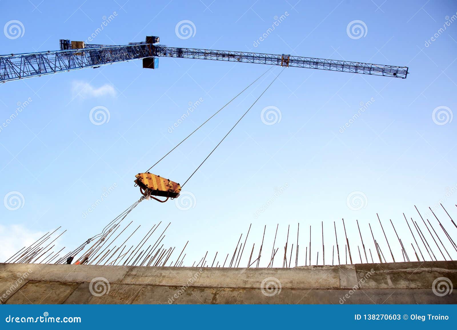 Construction Crane Lifts the Load Stock Image - Image of lifting ...