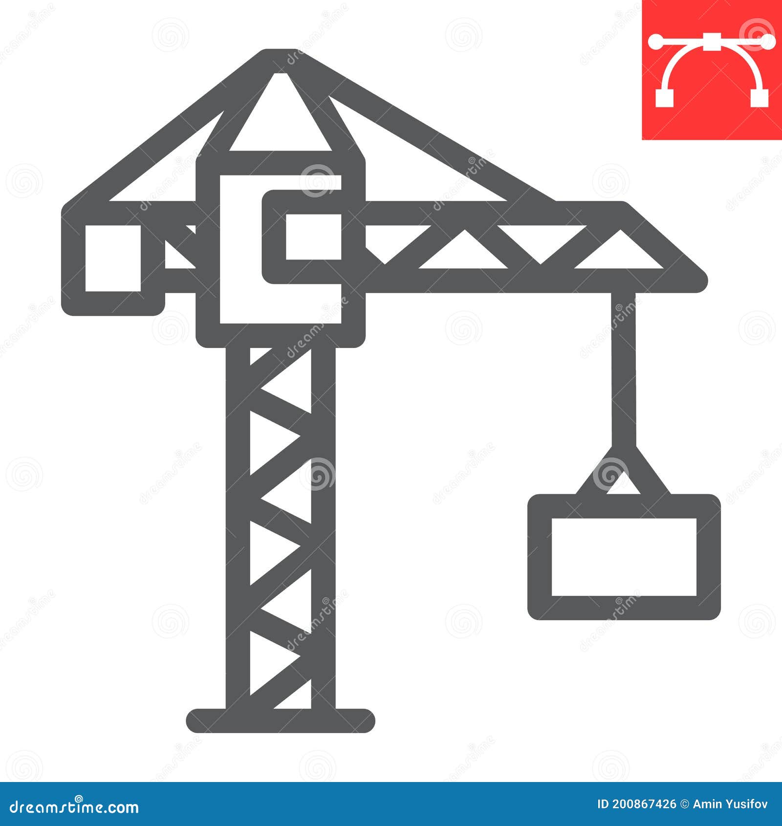 Construction Crane Line Icon, Construction and Industry, Building Crane ...