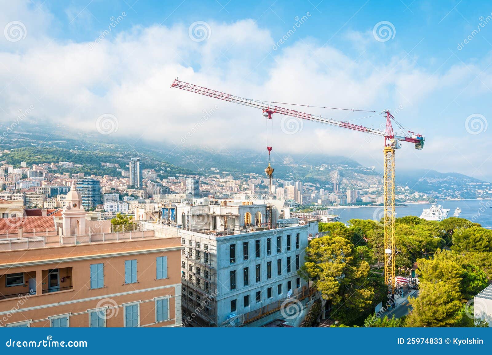 Construction Crane in Monte Carlo, Monaco. Stock Image - Image of ...