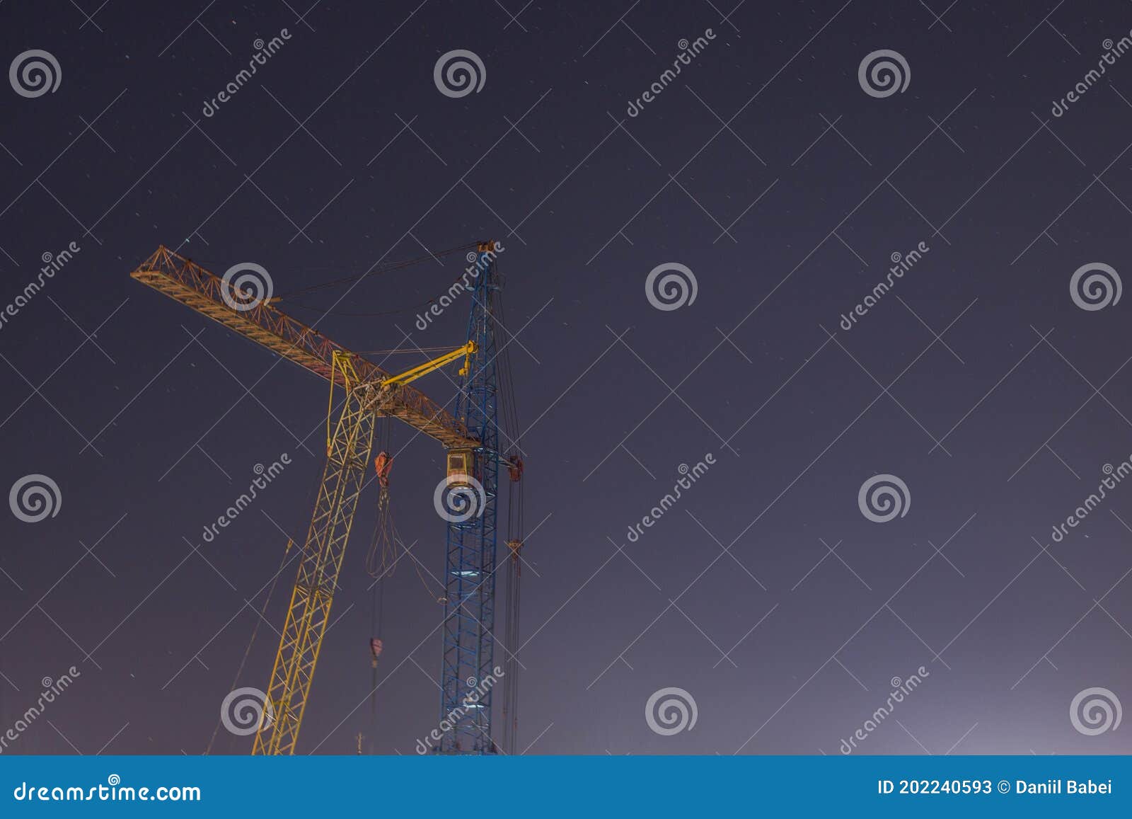 Construction Crane at Night Stock Image - Image of lighting, tower ...