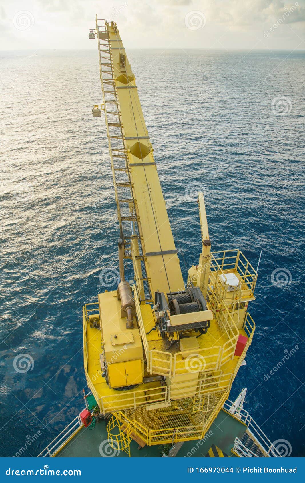 Construction Crane Operation To Offloading Cargo at Offshore Oil and ...