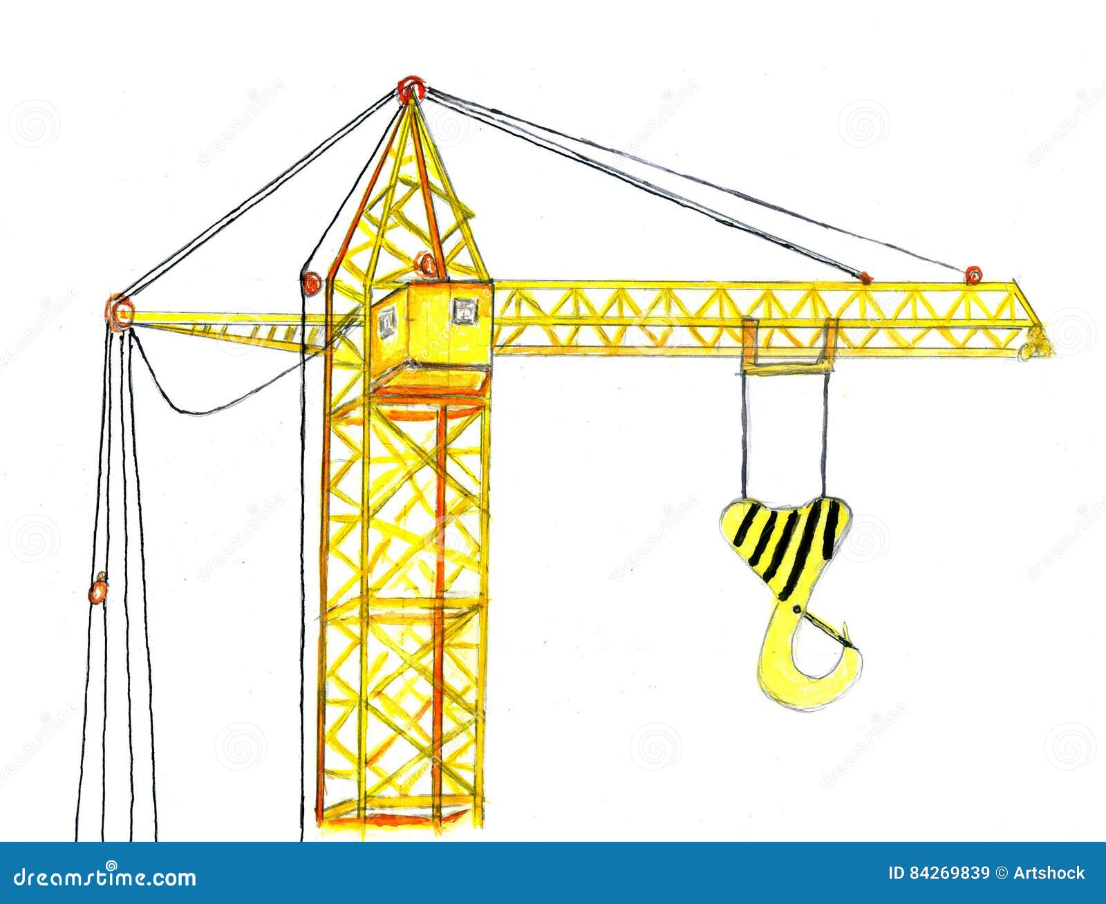Construction Crane Sketch stock illustration. Illustration of tower ...