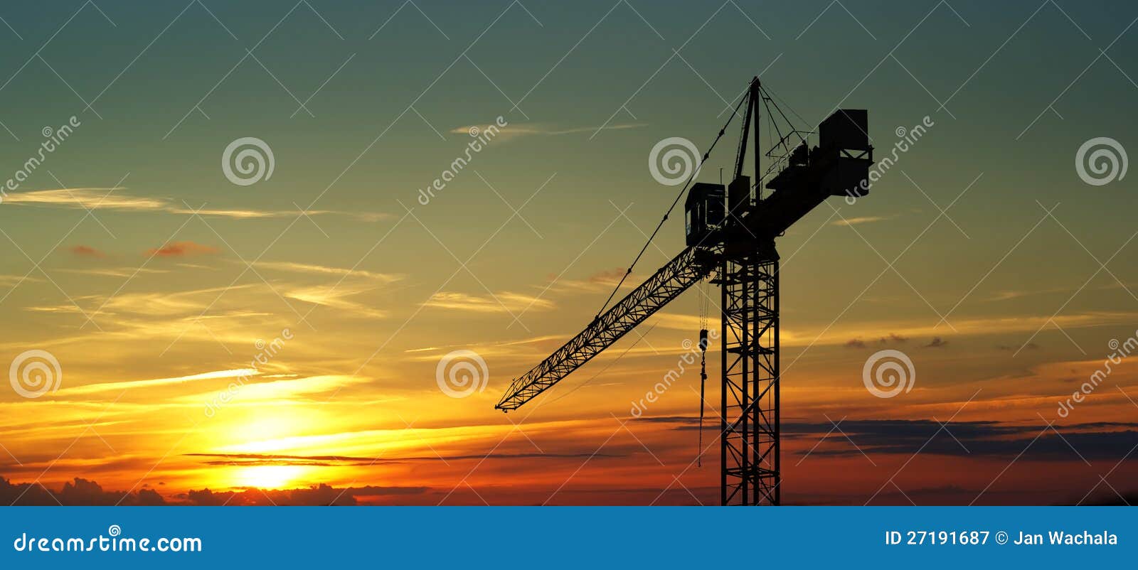 Construction Crane on Sunset Stock Image - Image of beginning ...