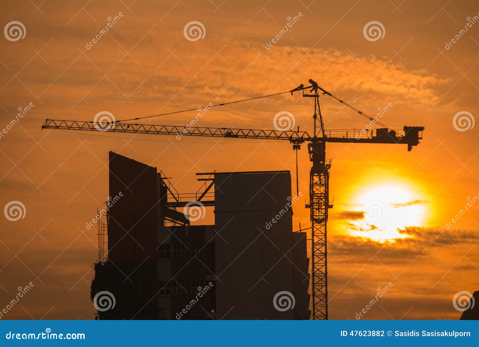 Construction Crane on Sunset Stock Photo - Image of dawn, skyscraper ...