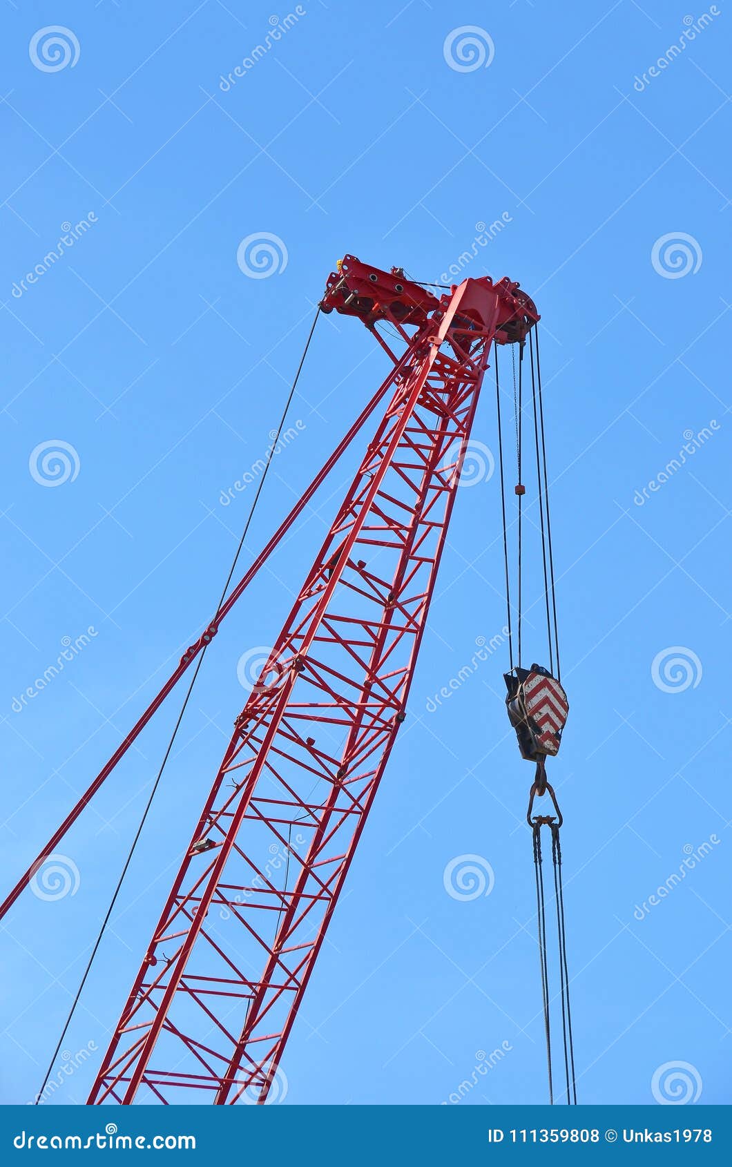 Red construction crane stock photo. Image of load, development - 111359808
