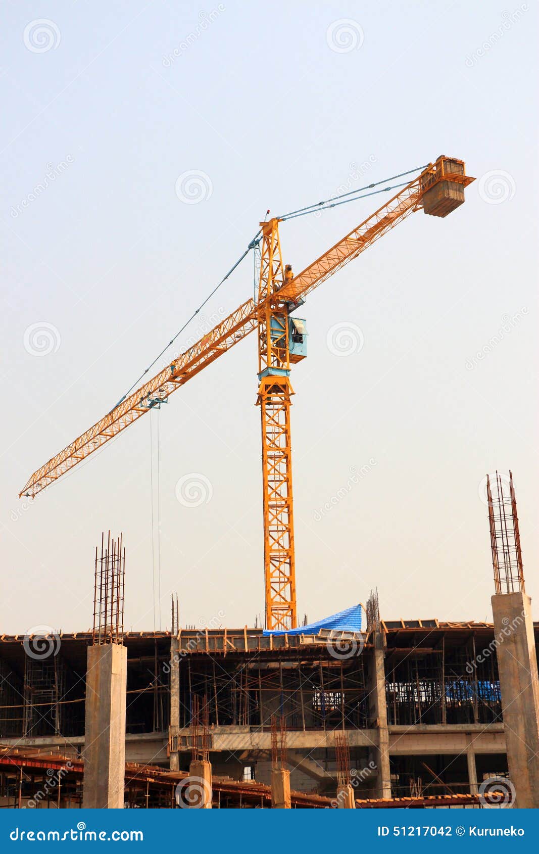 Construction crane at work stock photo. Image of site - 51217042