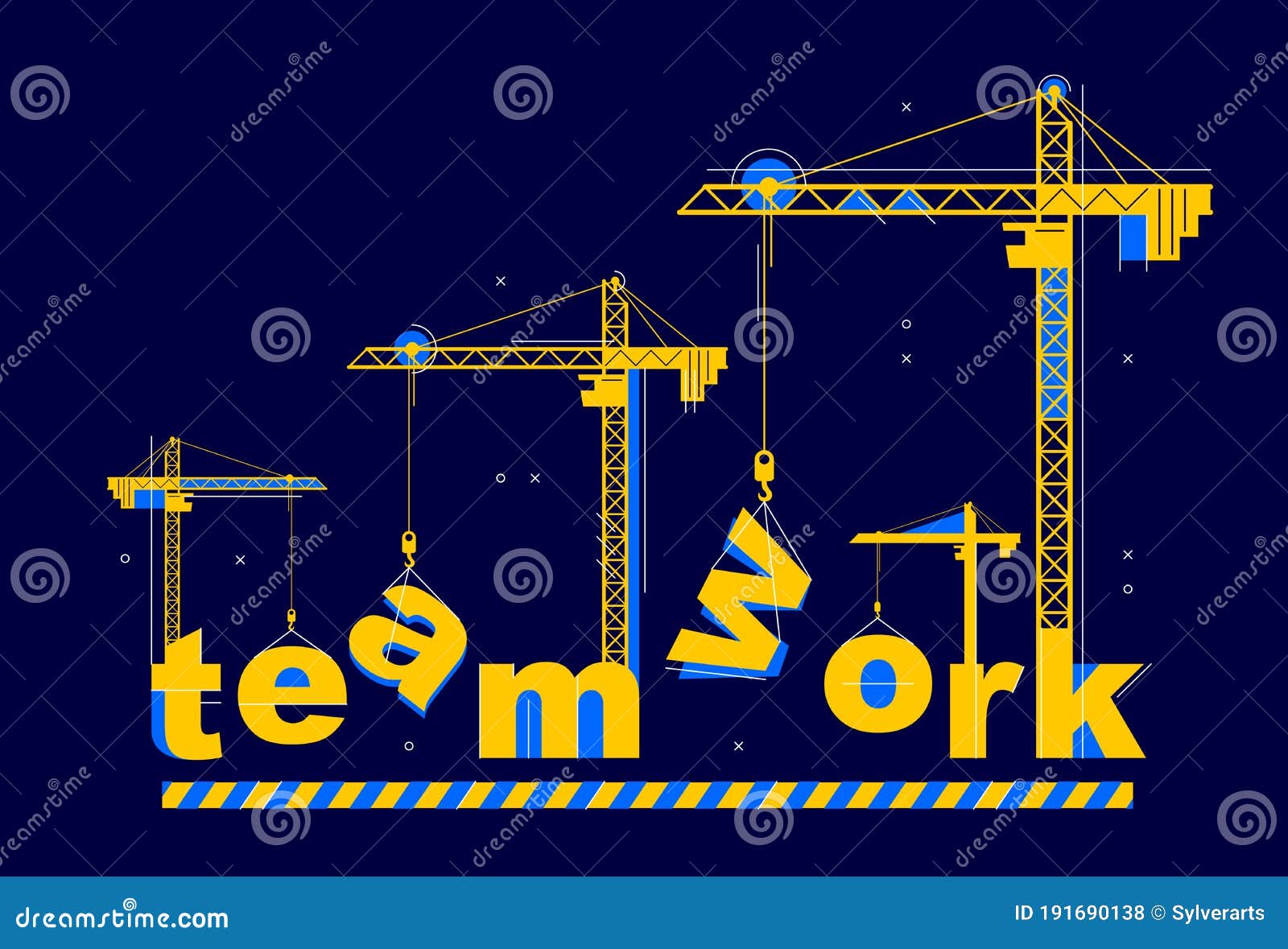 Construction Cranes Build Teamwork Word Vector Concept Design ...