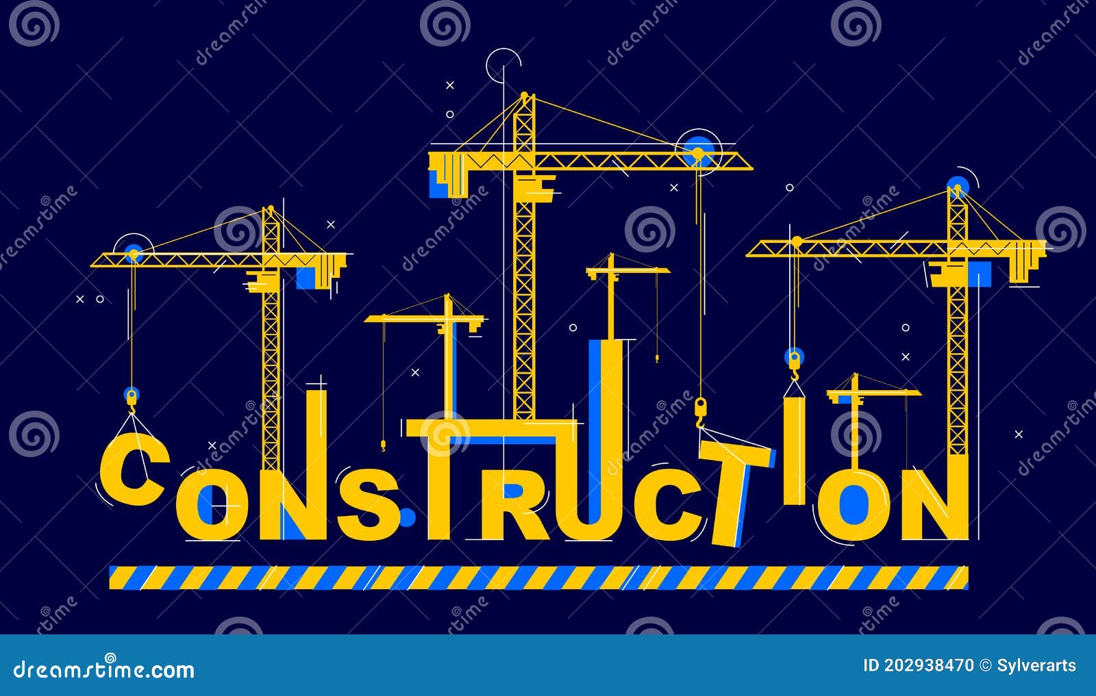 Construction Cranes Builds Construction Word Vector Concept Design ...