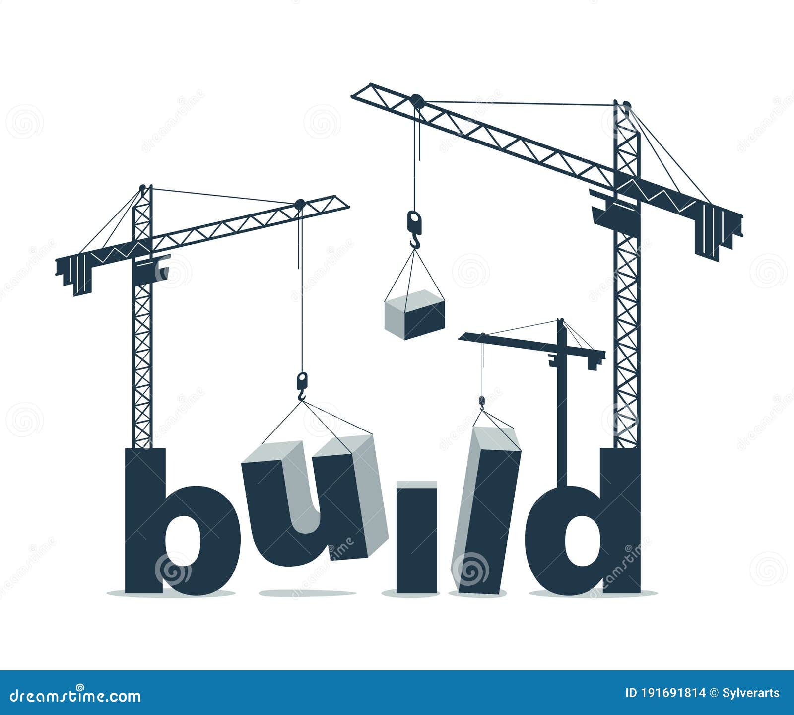 Construction Cranes Constructs Build Word Vector Concept Design ...