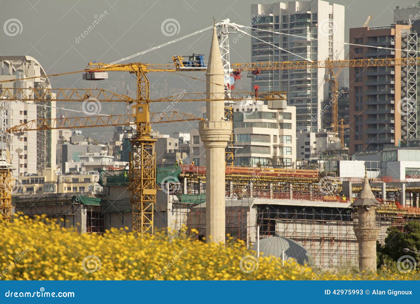 Construction Cranes, Lebanon Editorial Stock Photo - Image of building ...