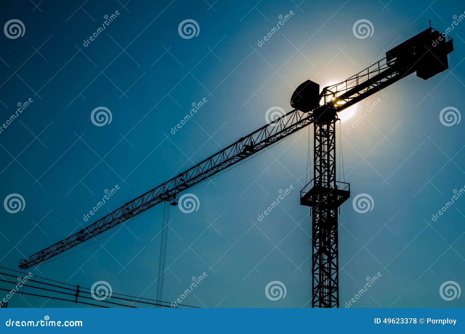Construction Cranes and Sun Stock Photo - Image of development ...