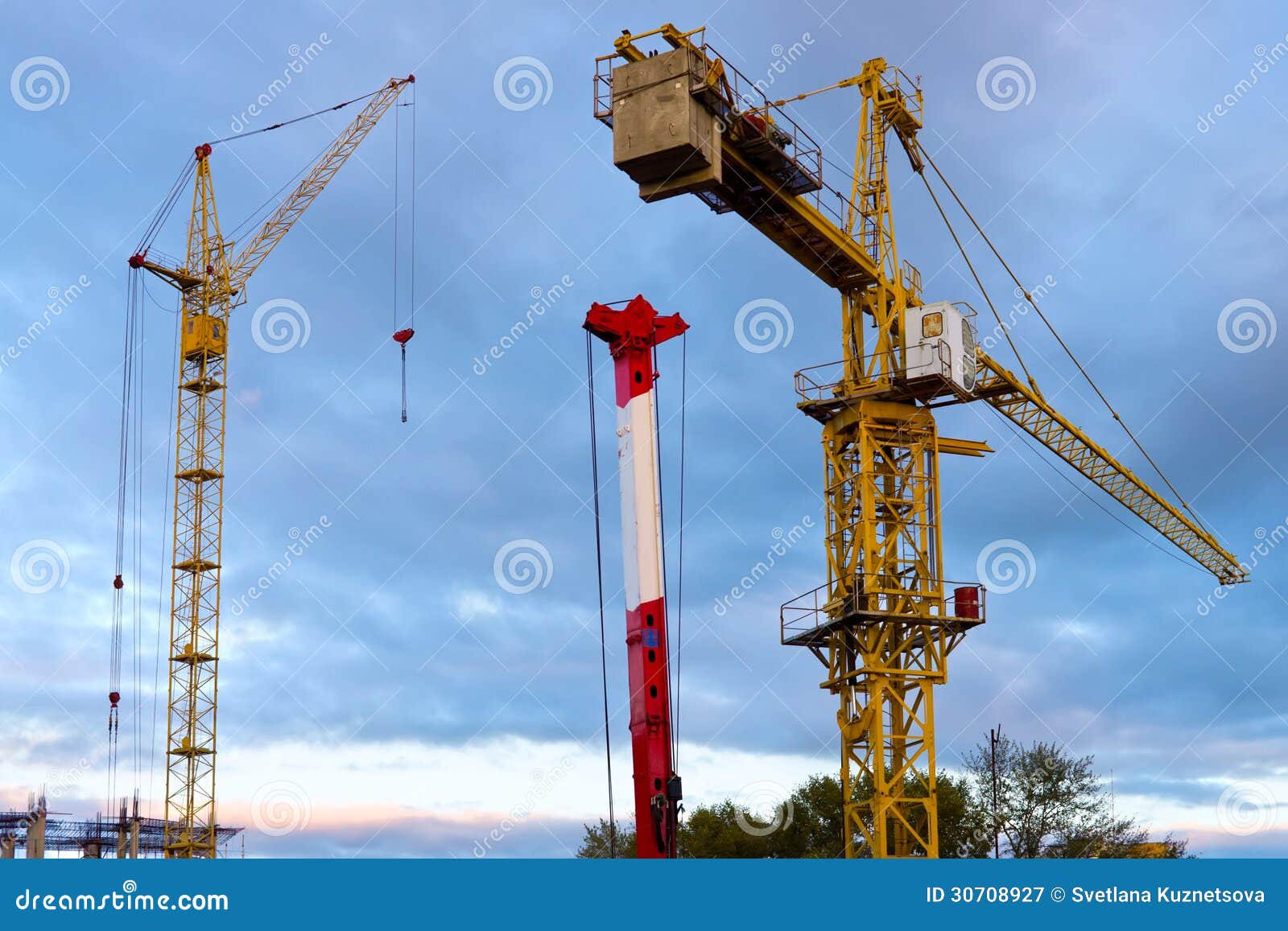 Construction cranes stock image. Image of three, mechanism - 30708927