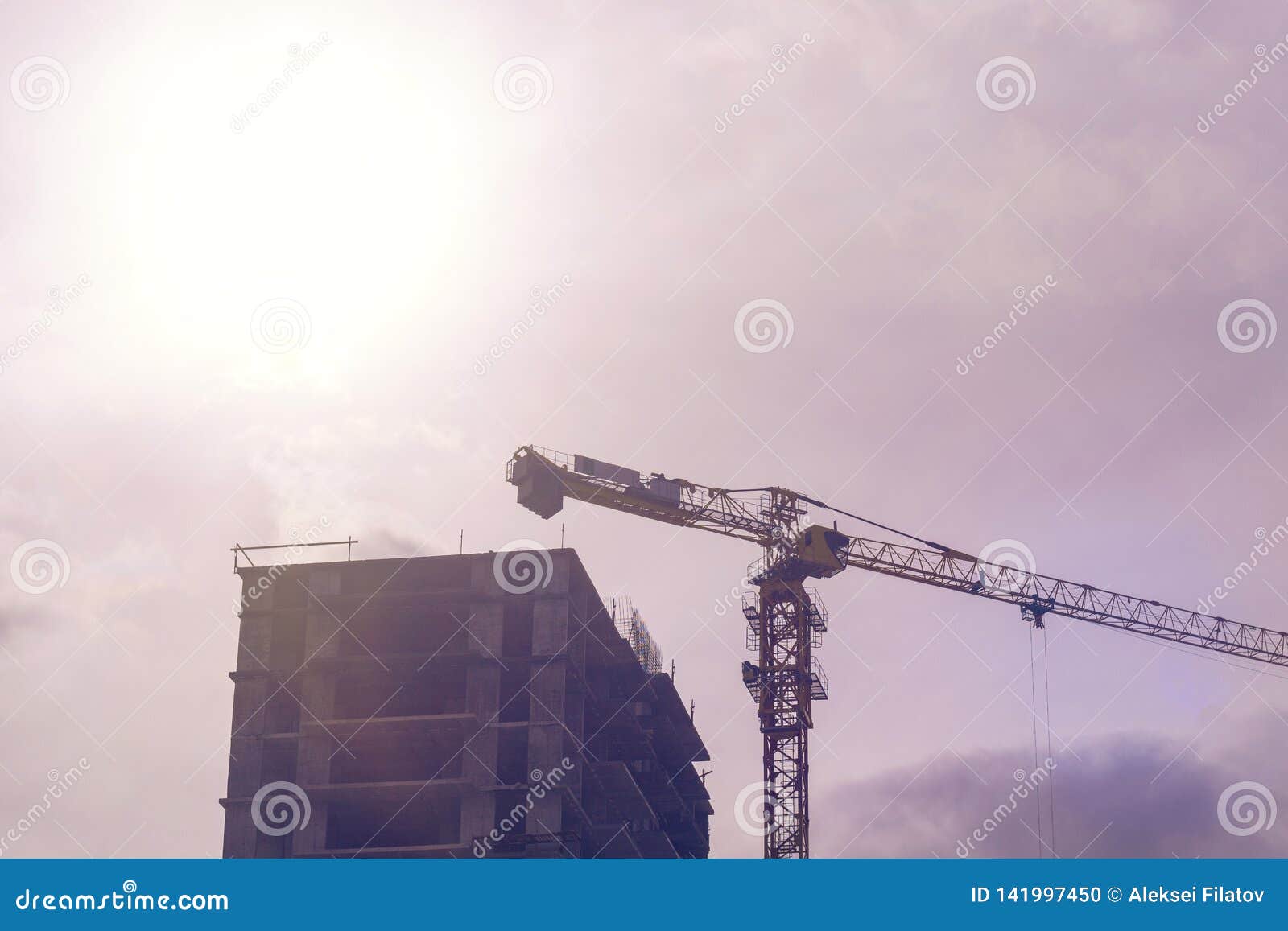 Construction Cranes at Sunset Stock Photo - Image of housing, crane ...