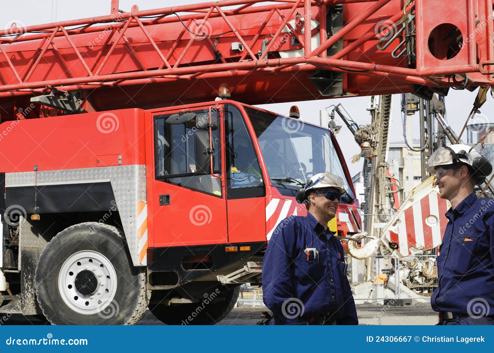 Construction Cranes and Workers Stock Image - Image of workers, crane ...