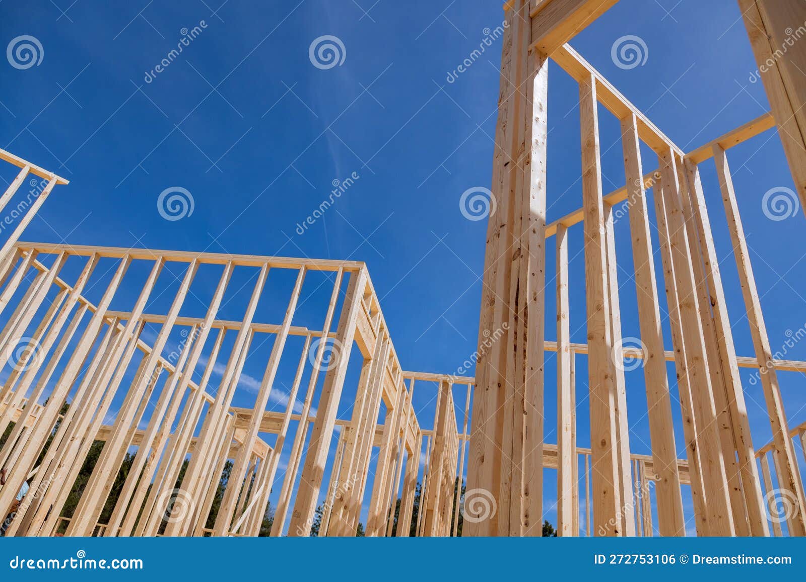 Construction Crew Carefully Positioned the Framing Beam in Place before ...