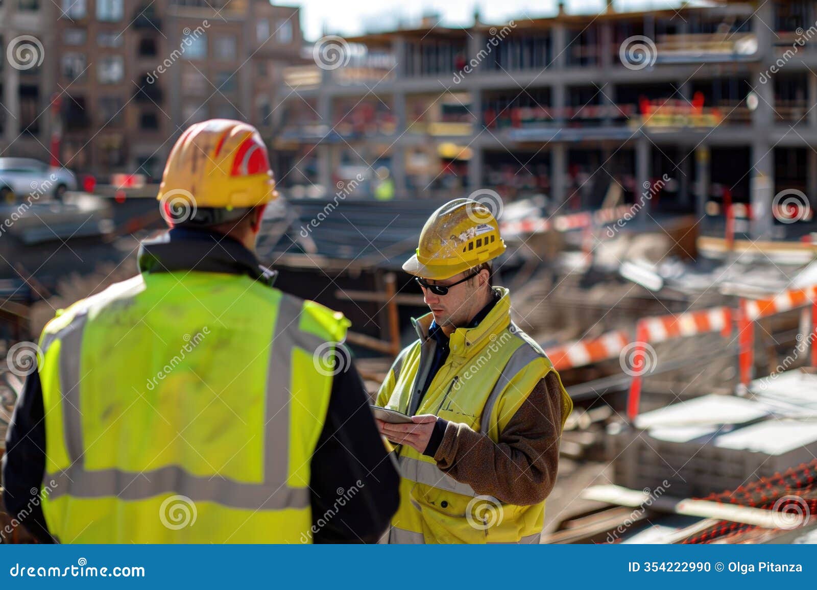 Construction Crew Coordinating Tasks at a Partially Built Structure in ...