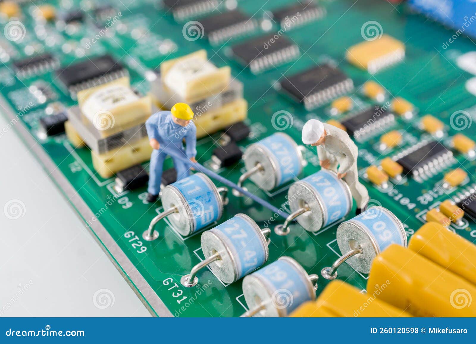 Construction Crew Fixing Circuit Stock Photo - Image of support, repair ...