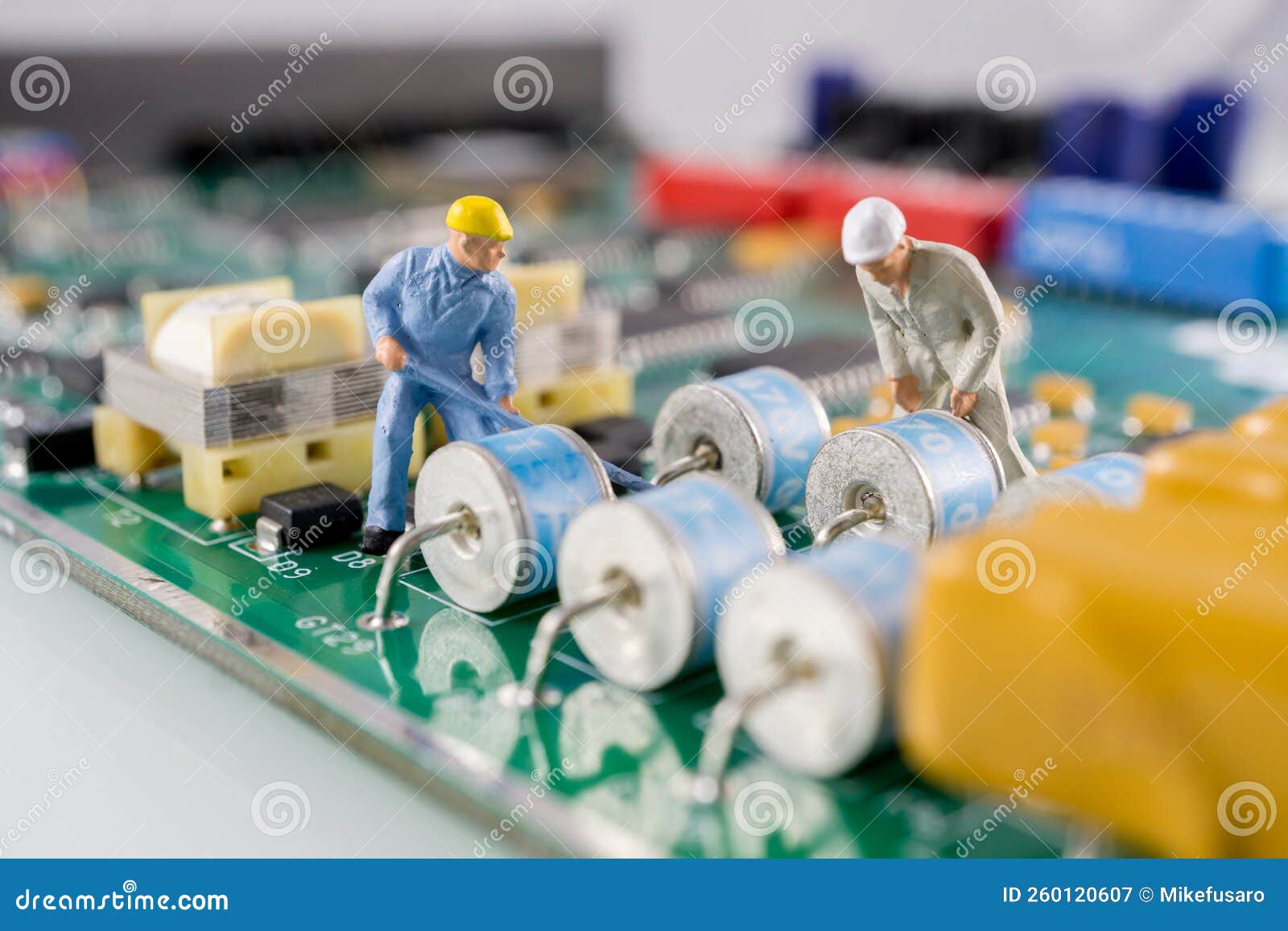 Construction Crew Fixing Circuit Stock Image - Image of mini, support ...
