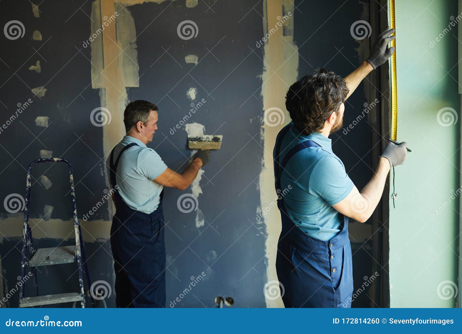 Construction Crew Working in Apartment Stock Photo - Image of service ...