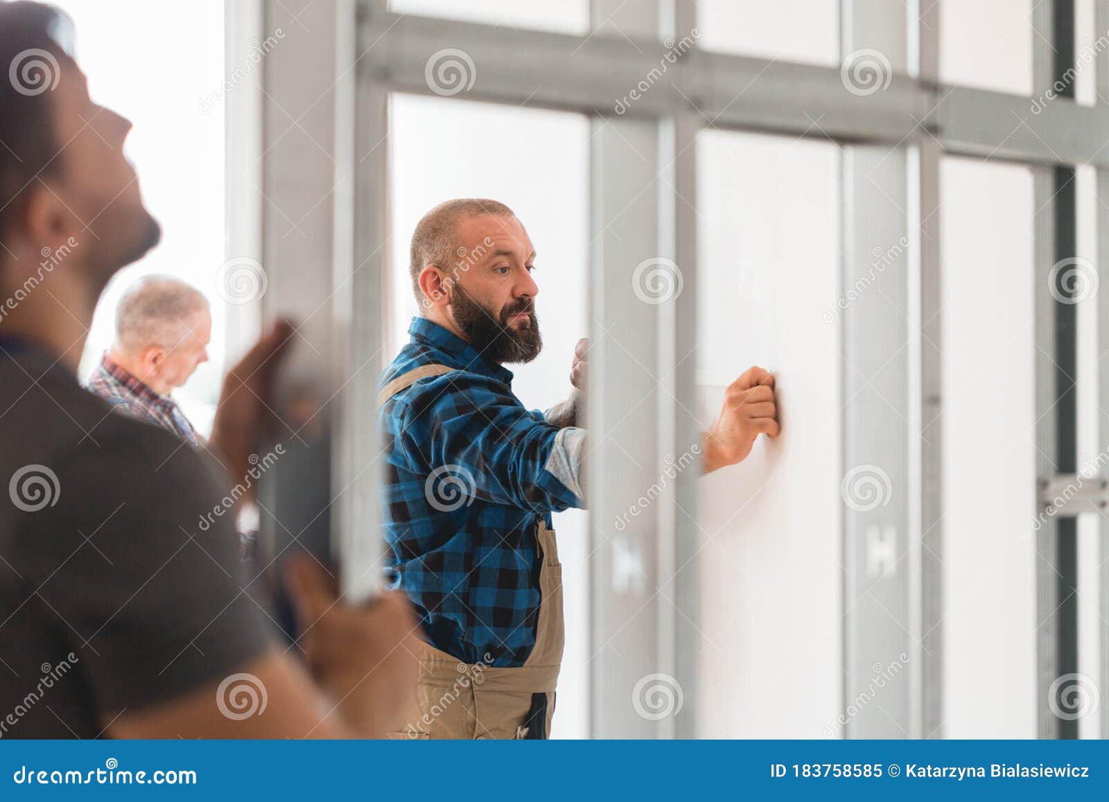 Construction Crew in Building Stock Image - Image of frame, interior ...