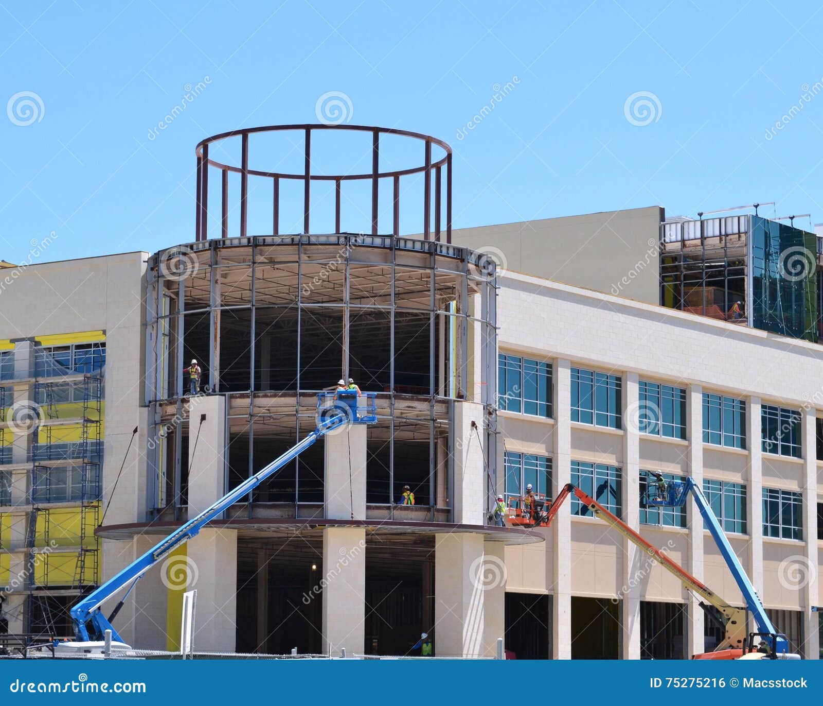 Construction Crews Work on a New Building Stock Photo - Image of ...