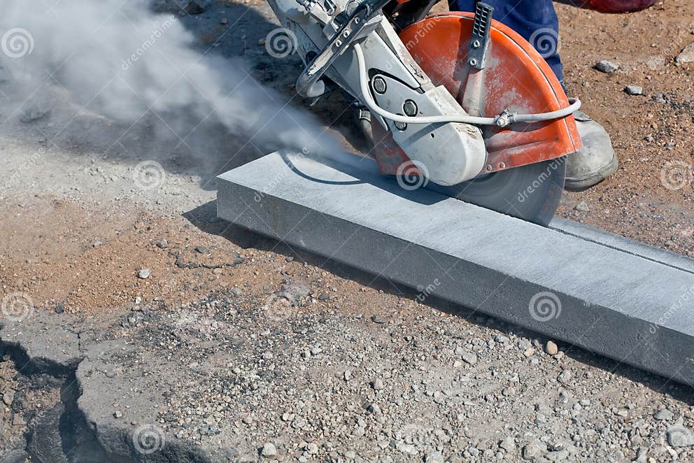 Construction cutting works stock photo. Image of curb - 22450054
