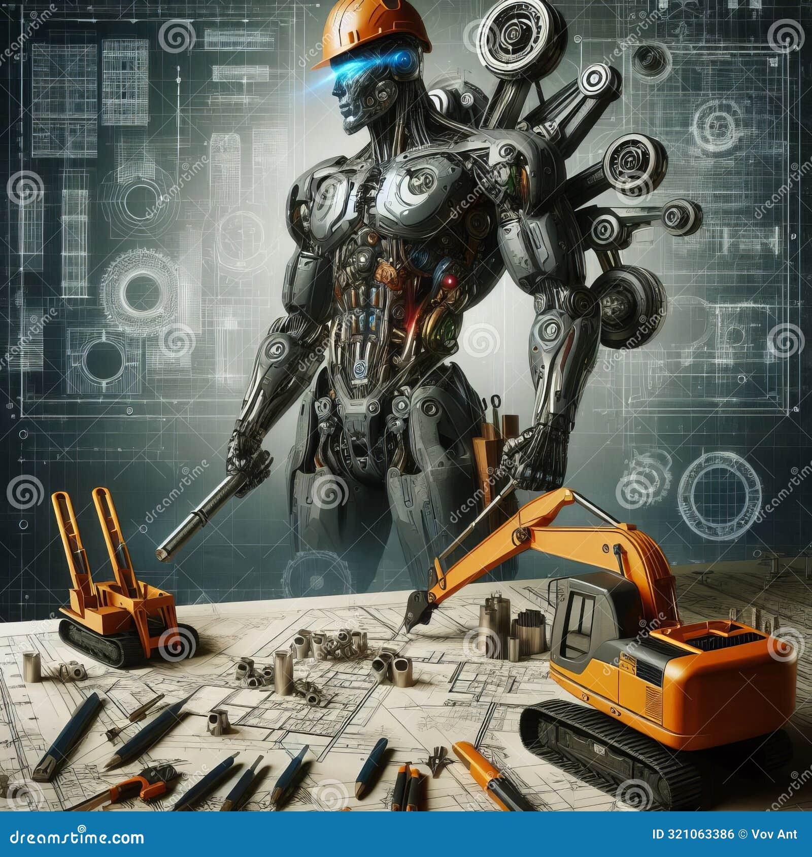 100 75. Construction Cyborg with Heavy Lifting Capabilities, Pr Stock ...