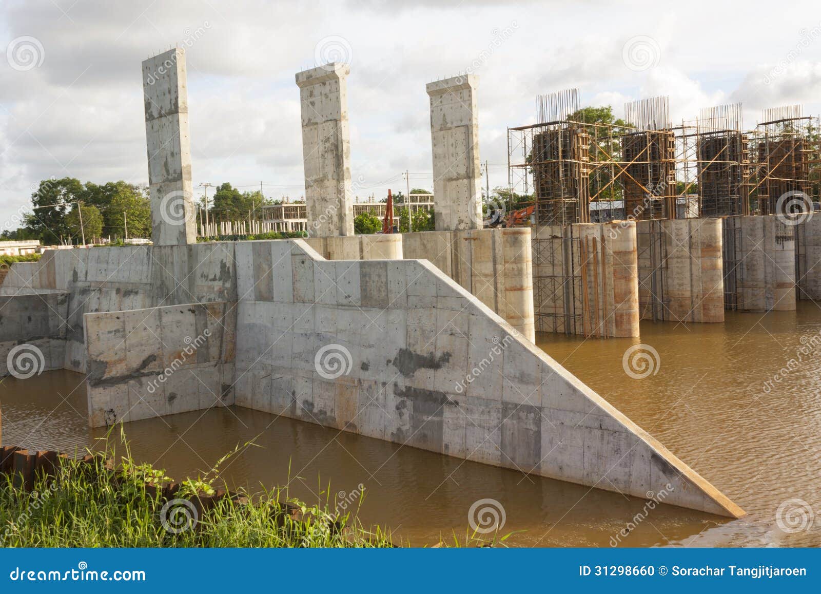 Construction dam site. stock photo. Image of steel, gate - 31298660