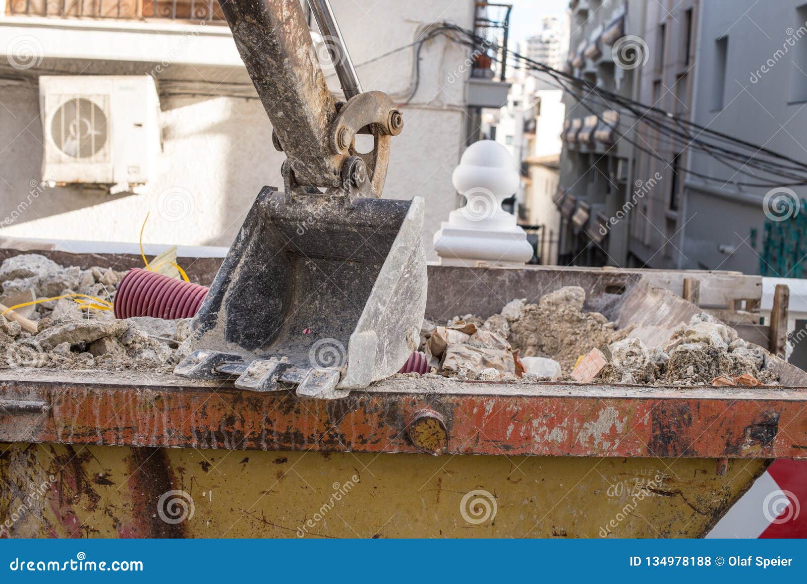 Construction Debris Container Stock Photo - Image of outdoors, dirt ...