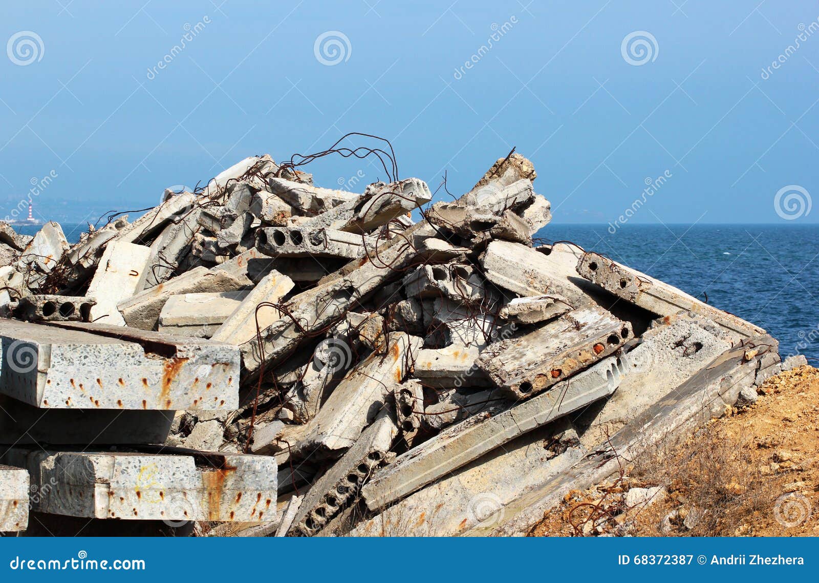Construction Debris - Reinforced Concrete Blocks Rusty Armature Stock ...