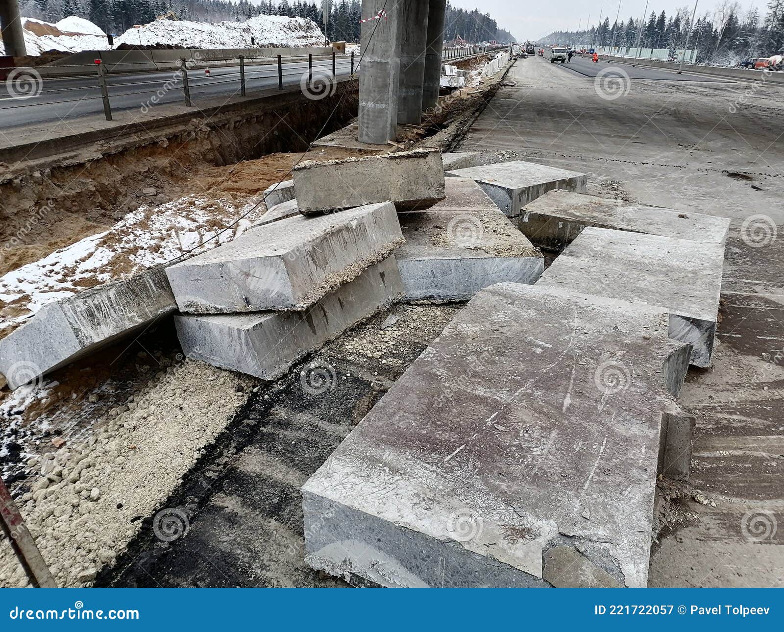 Construction Debris on the Site Stock Image - Image of track, sidewalk ...