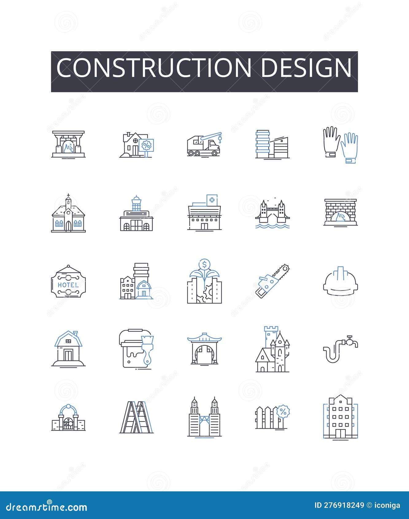 Construction Design Line Icons Collection. Immersion, Interface ...