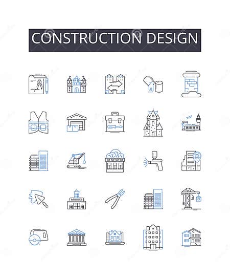 Construction Design Line Icons Collection. Building Planning ...