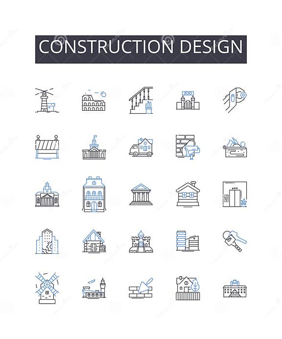 Construction Design Line Icons Collection. Building Planning ...
