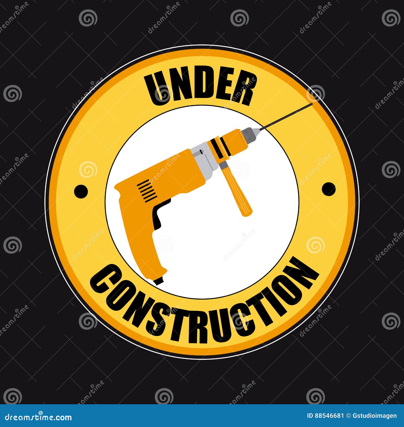 Construction Design Over Black Background Vector Illustration Stock ...