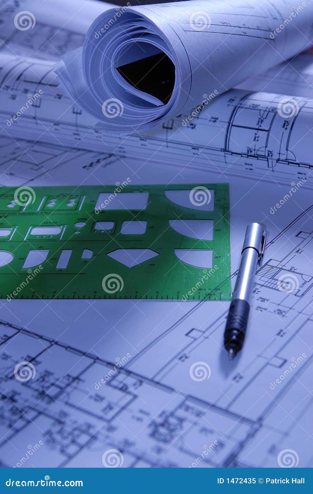 Construction Design Papers with Guide Stock Image - Image of plans ...