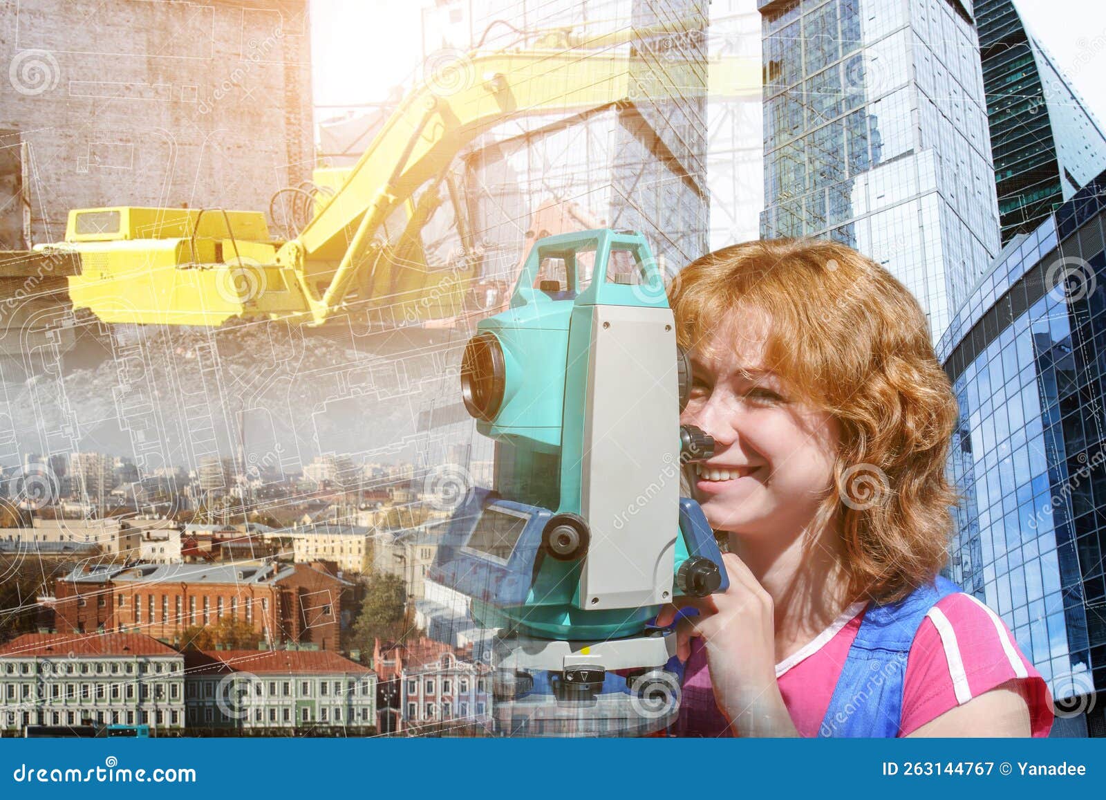 Construction and Designing, Geodetic Works, Surveyor Engineer with a ...