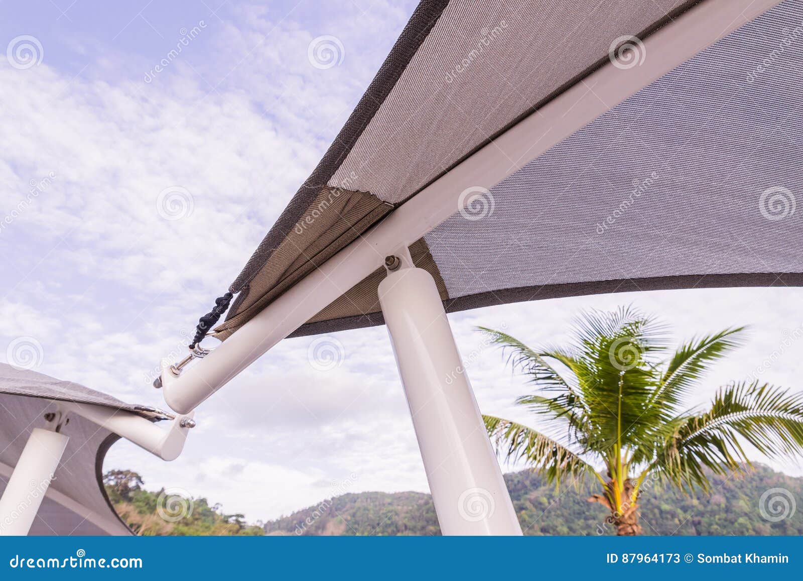 Construction Details : Roof Canvas Corner With Steel Structure Royalty ...