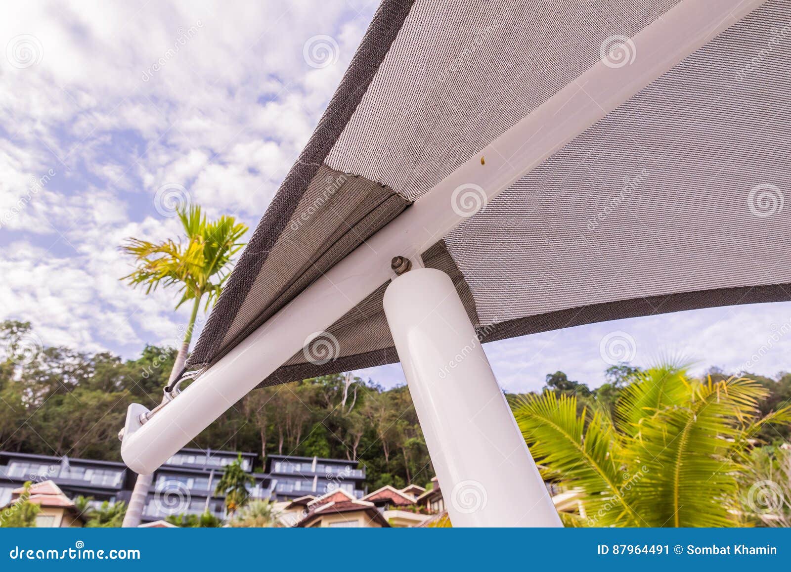 Construction Details : Roof Canvas Corner with Steel Structure Stock ...