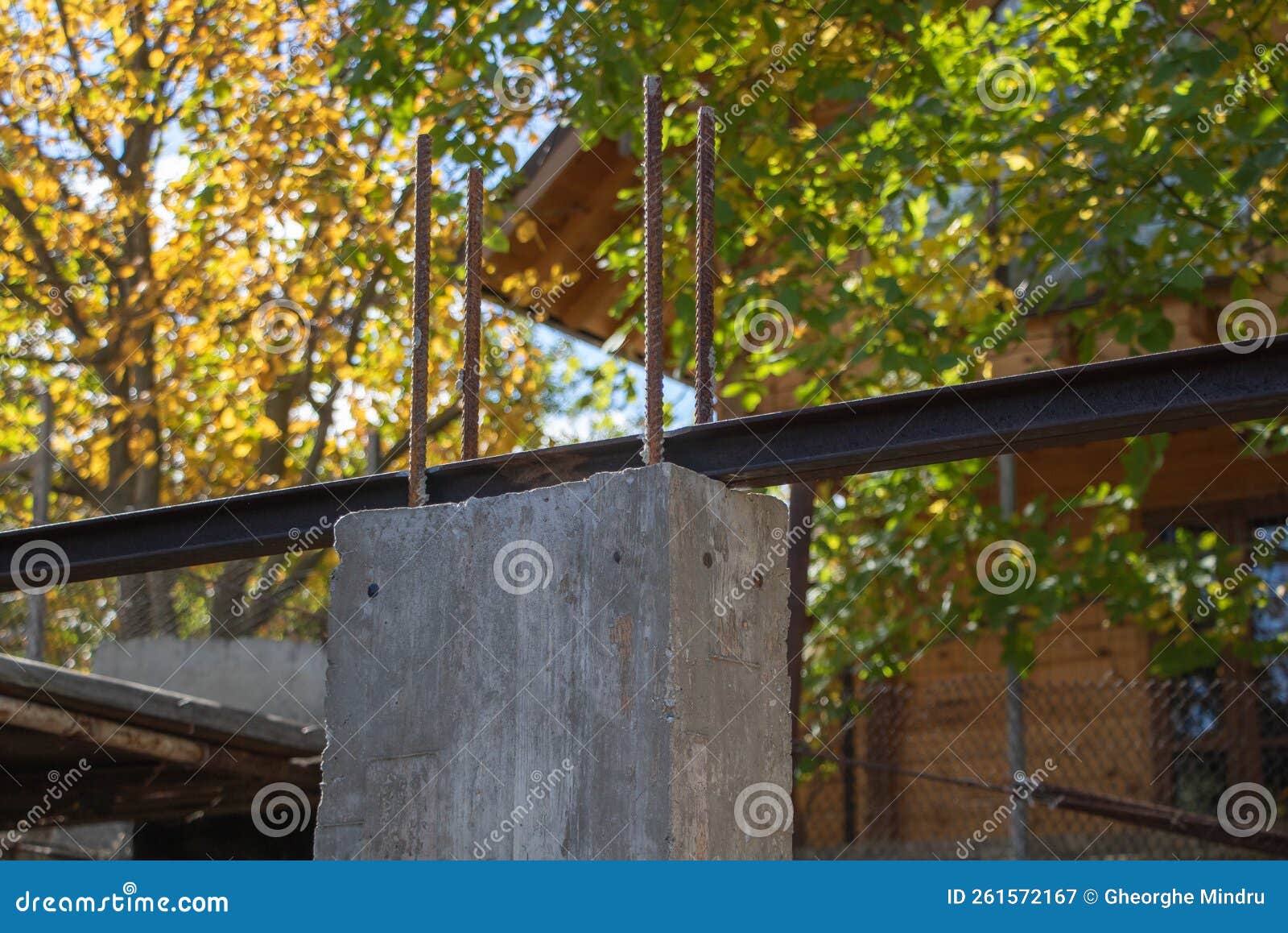 Construction in Development Process - the Column is Concreted Stock ...