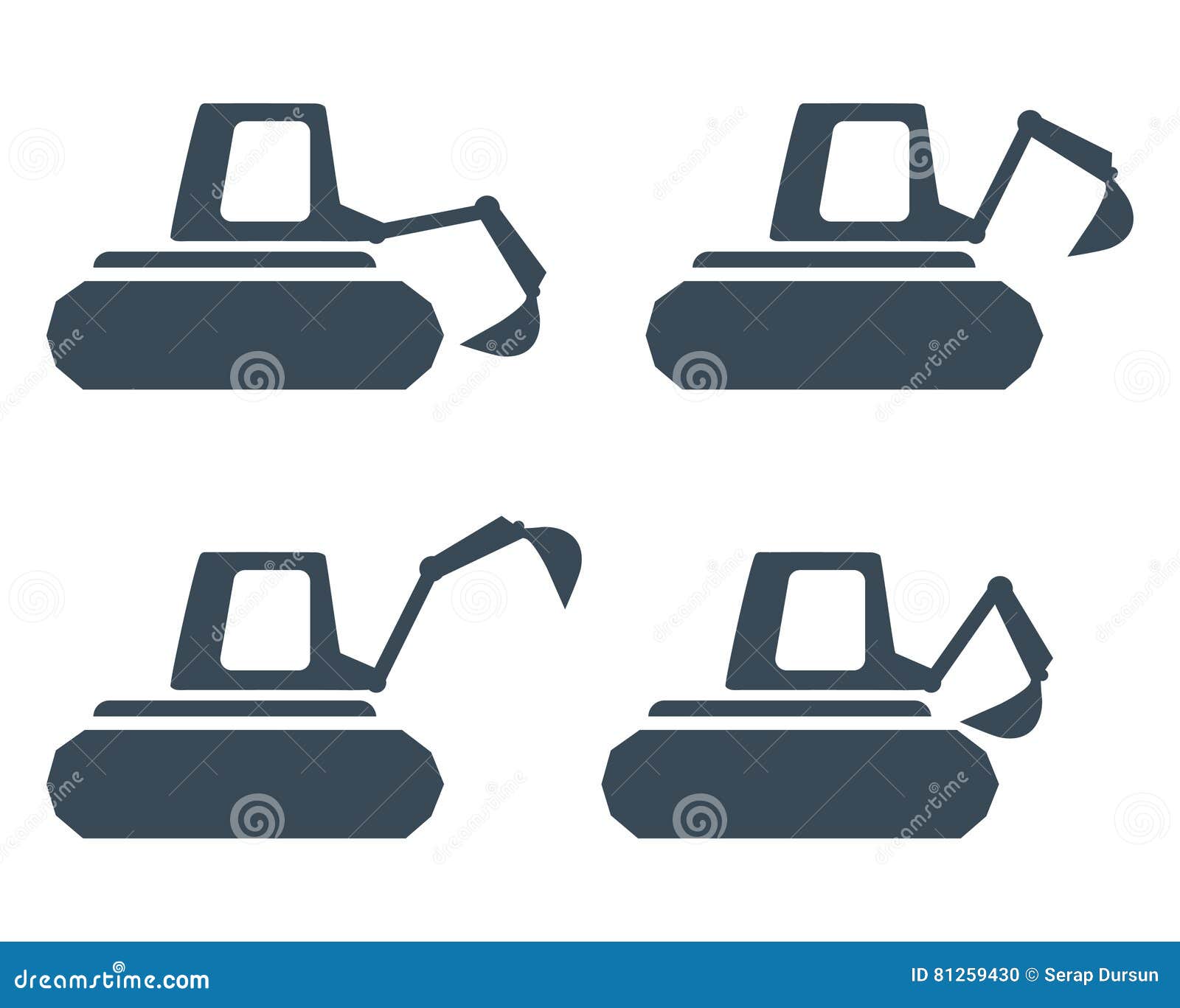 Construction Digger Icon Set Stock Vector - Illustration of icon ...