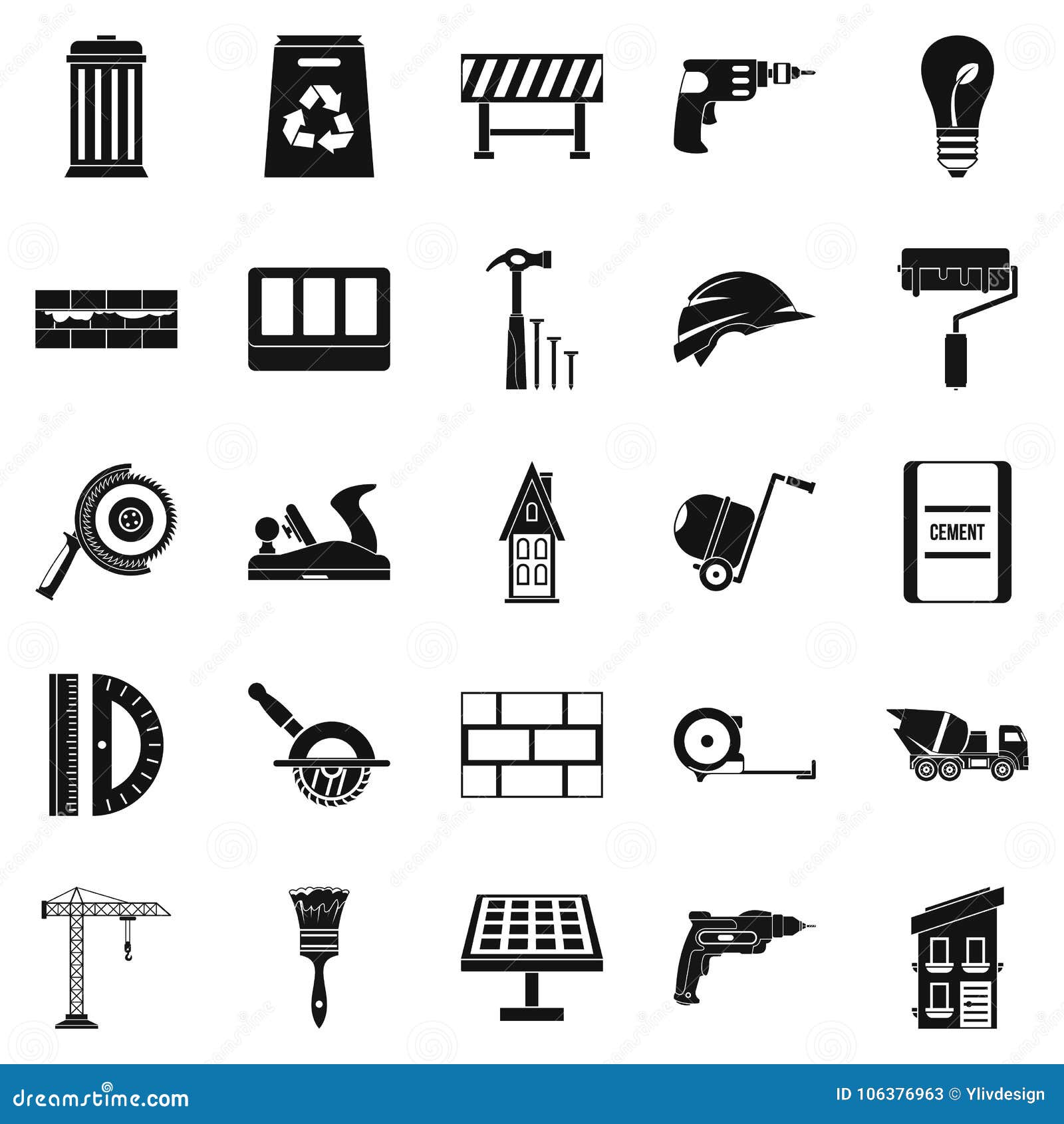 Construction of District Icons Set, Simple Style Stock Vector ...