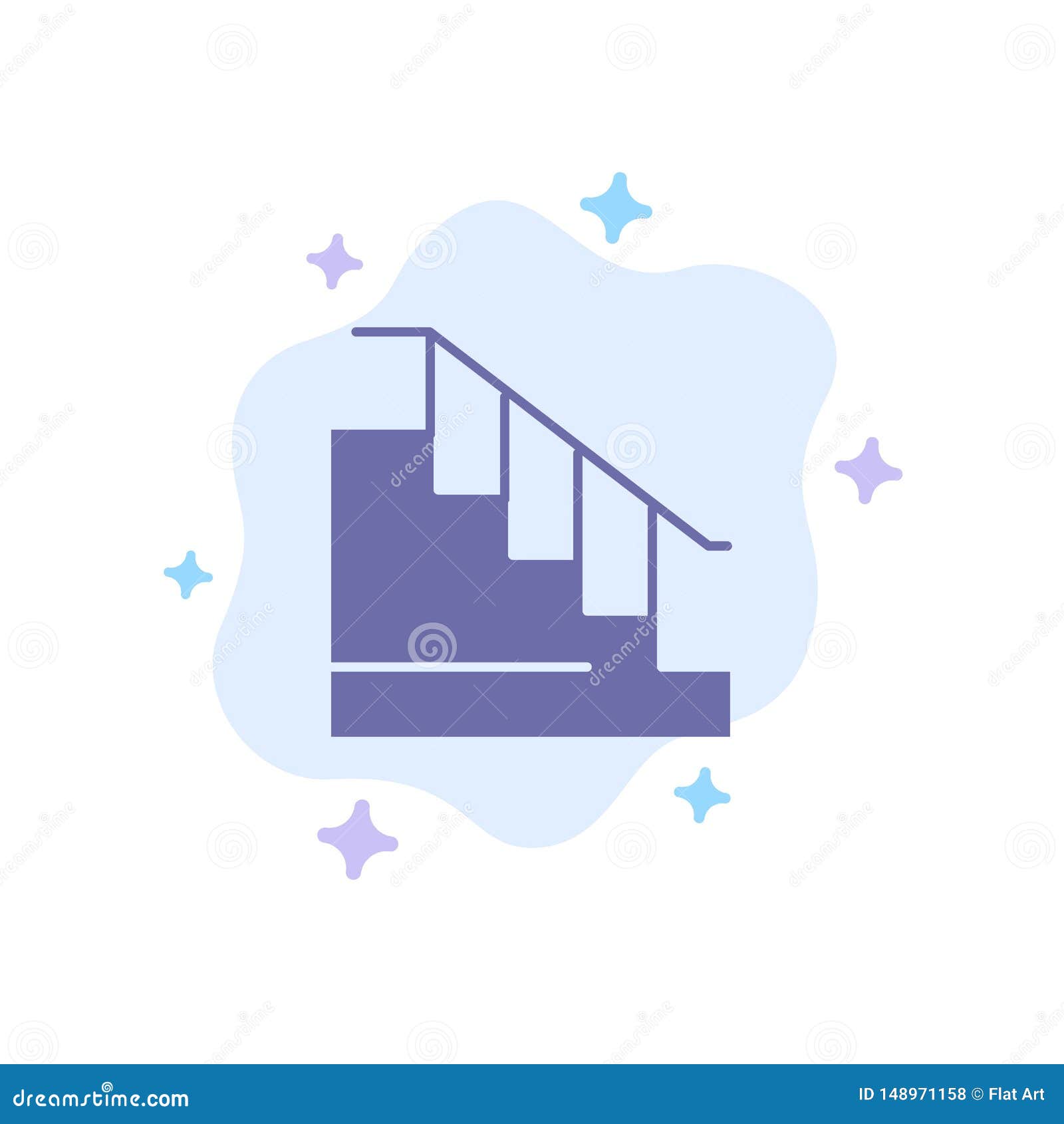 Construction, Down, Home, Stair Blue Icon on Abstract Cloud Background ...